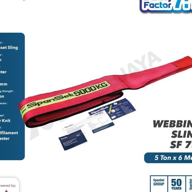 Jual UNGGUL SPANSET WEBBING SLING BELT / TALI ANGKAT 5 TON X 6 METER ...