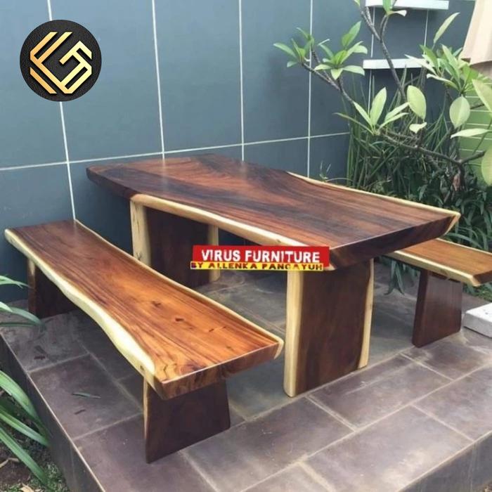 Jual bench trembesi solid bangku taman bangku teras kayu alami - Kab ...