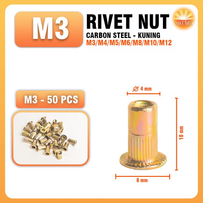 Promo M8 Mur Rivet Nut Rivnut - KUNING M3 50PCS - Kota Surabaya - XIN LIFA | Tokopedia