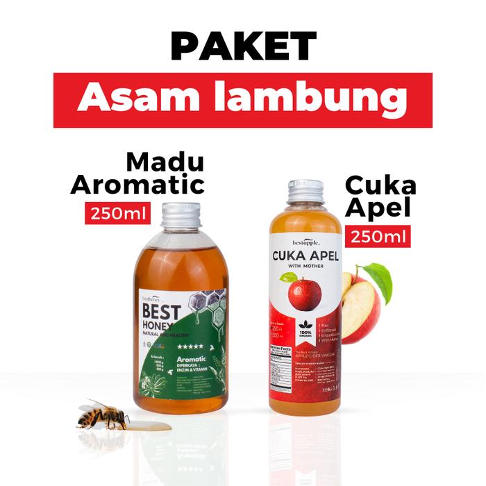 Promo Paket Bundling - Paket Asam Lambung - Cuka Apel 250 ML dan Madu ...