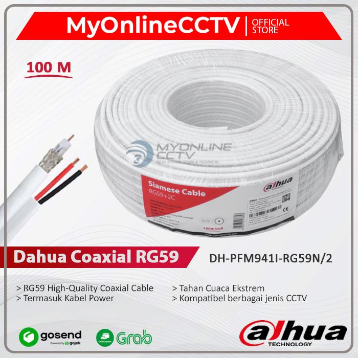 Jual Kabel CCTV Coaxial RG59+Power 100M Dahua DH-PFM941I-59N/2 Putih ...