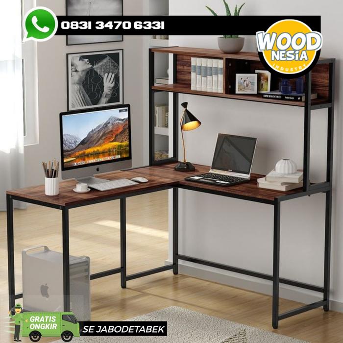 Jual meja kerja komputer rangka besi - meja kerja latter L 130 × 120 cm ...