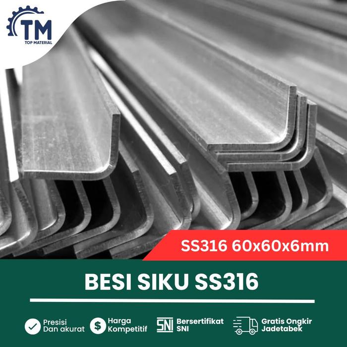 Jual Harga Besi Siku stainless steel SS316 6x6 cm tebal 6mm x 6 Meter ...