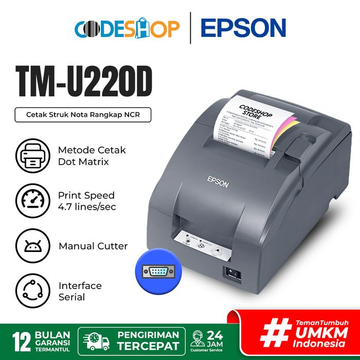 Promo Printer Kasir Epson TMU220D Cetak Kertas Nota Dot Matrix Serial ...