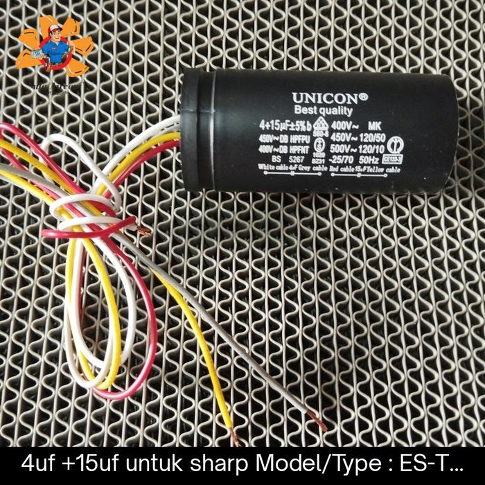 Jual Capasitor Mesin Cuci Sharp 4Uf + 15 Uf Model/Type : ES-T1490WA - Jakarta Timur - Nebula ...