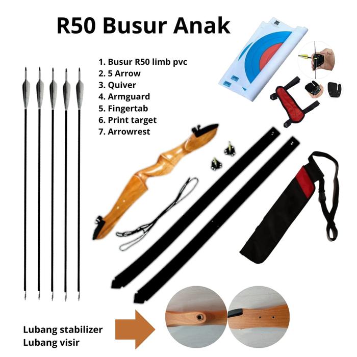 Promo Fullset Busur Panah Standar Panahan R50 Anak Ekstrakurikuler ...