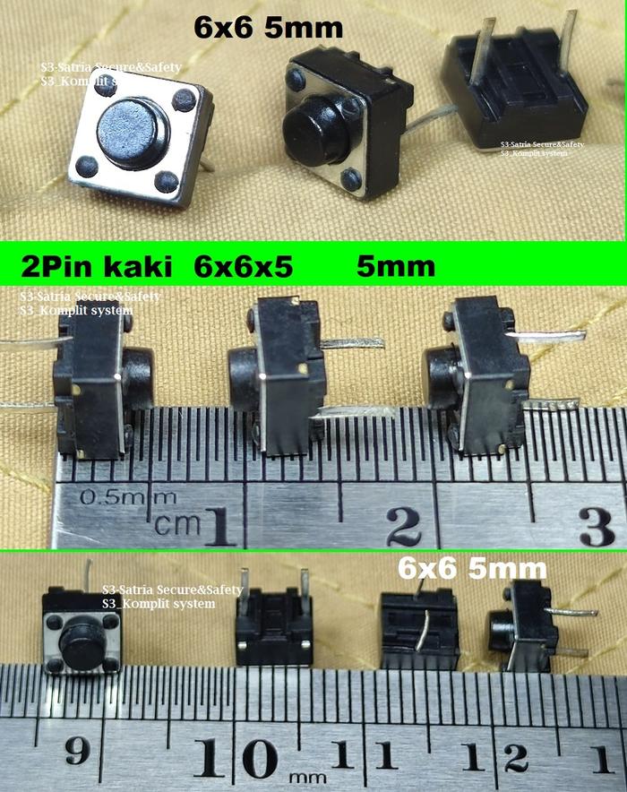 Jual Tactile Switch 6x6 5mm 2pin kaki 2kaki tekan 2 Pin push 6mm 6x6x5 ...