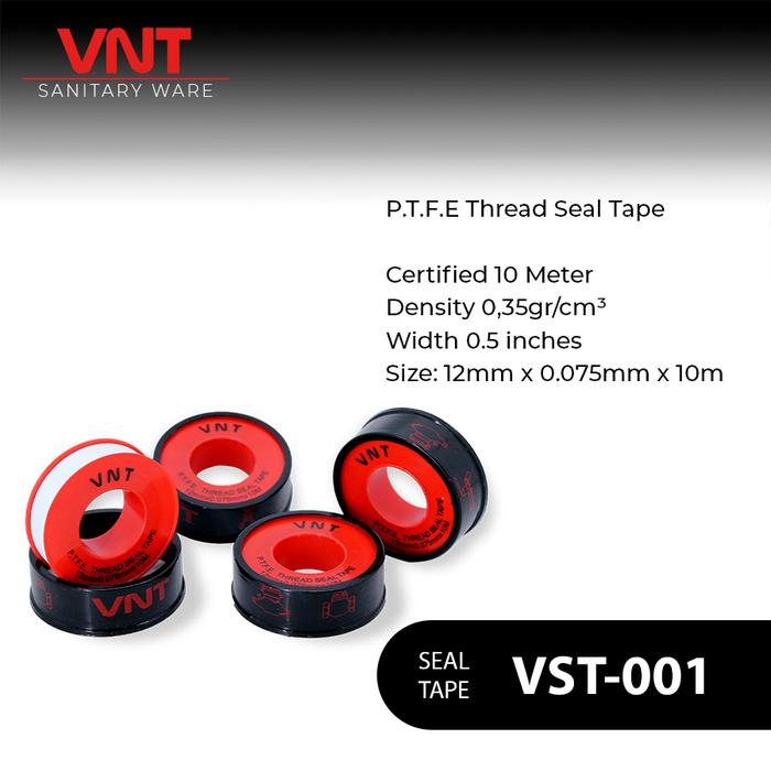 Jual VNT Seal Tape 1/2 inch 10 Meter Sealtape Siltip PTFE Isolasi Pipa ...