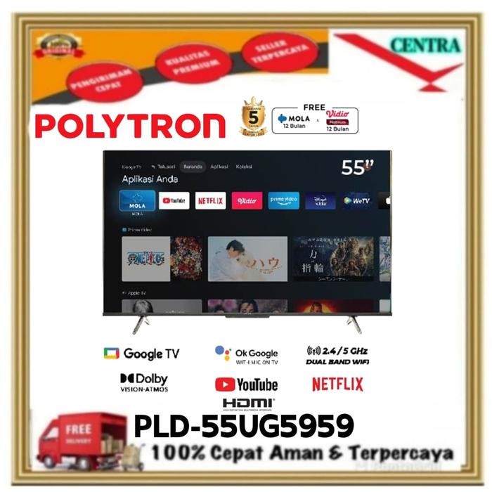 Jual POLYTRON LED ANDROID GOOGLE TV 4K UHD PLD-55UG5959 55 INCH - Kota ...