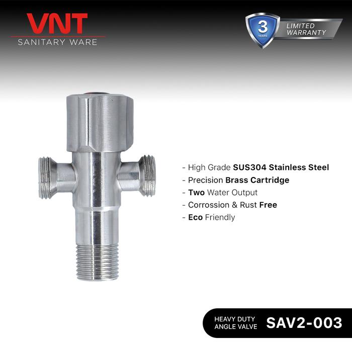 Jual VNT Stop Kran Double Stainless Angle Valve T Shower Keran Wastafel ...