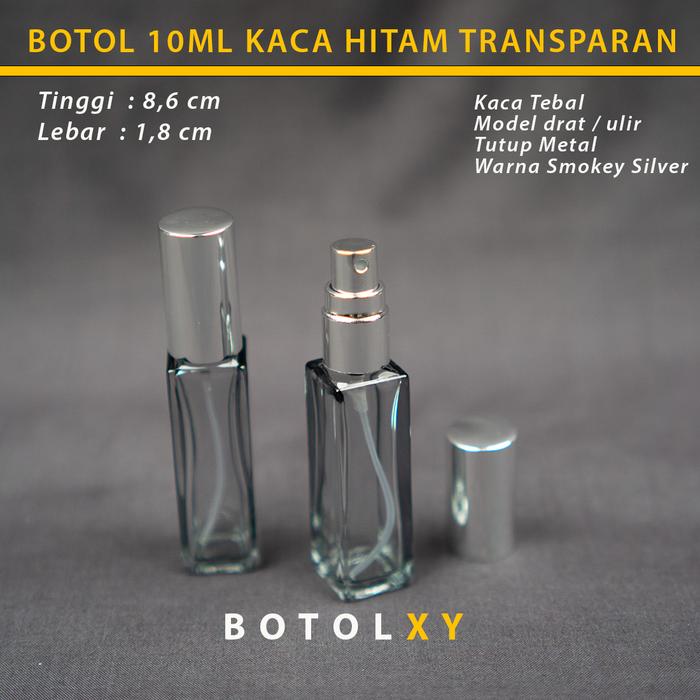 Jual Botol Spray 10ml Kaca Kotak Tebal HITAM TRANSPARAN Parfum Tutup ...