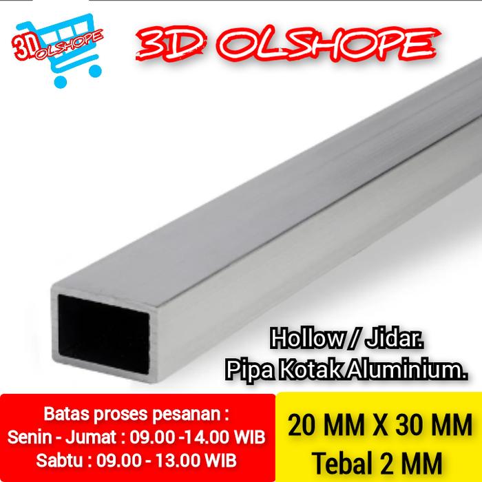 Jual Hollow/Pipa Kotak Aluminium 20mm X 30mm X 500mm / 50 cm ( Tebal 2mm ). - Jakarta Pusat - 3d ...