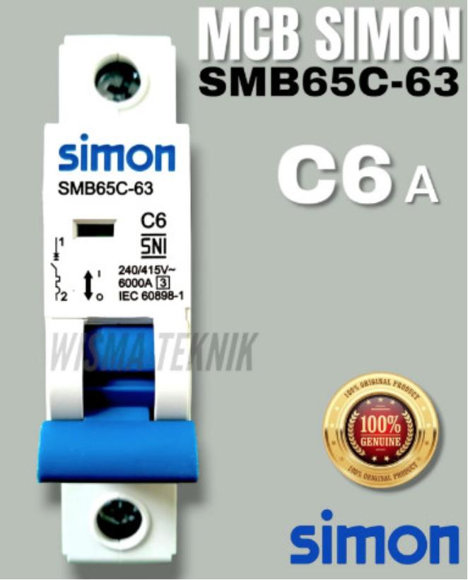 Jual MCB 1P 6 Amp 6 KA SIMON SMB65C-63C6 - Jakarta Timur - Wisma Teknik ...