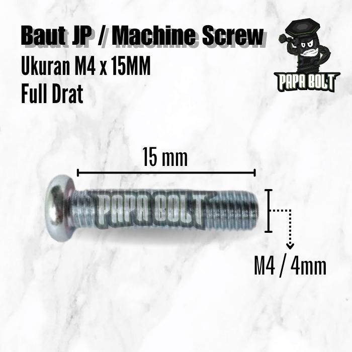 Jual Baut JP Kepala Obeng(+) Plus M4 x 6 - 90mm Putih - JP 4x15mm - Kota Surabaya - PAPABOLT ...