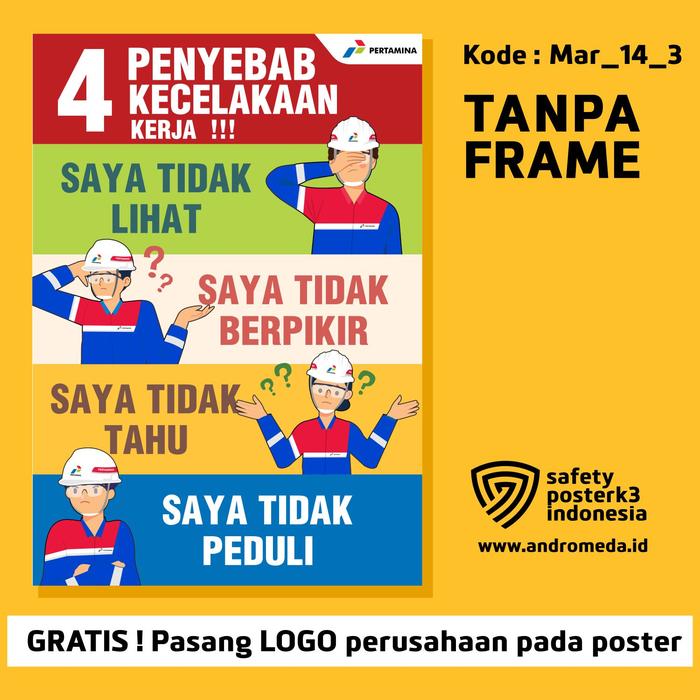 Jual Poster K3 Slogan Safety Pertamina, Penyebab Kecelakaan Kerja 14_3 ...