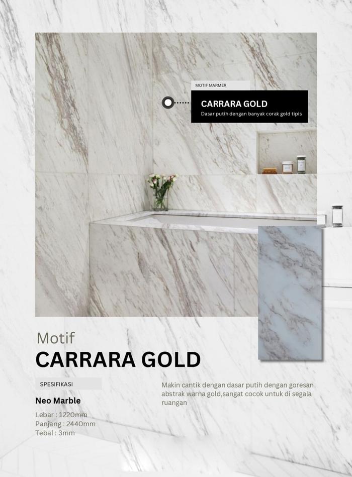 Jual DANESON Neo Marble UV Panel Sheet Lembaran Marmer 3mm 3.5mm PET Film - Carrara Gold - Kab ...