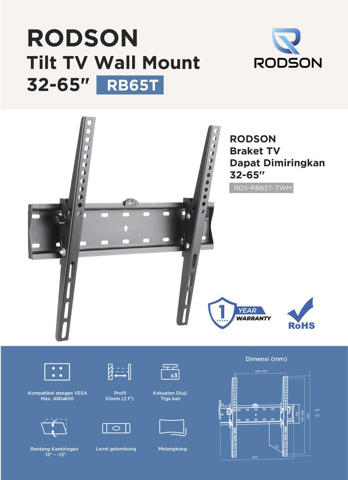Jual Rodson RB65T bracket dinding tv monitor 65 60 55 50 43 32 inch ...