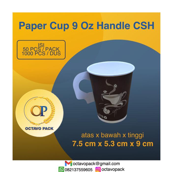 Jual Paper Cup 9 Oz Handle CSH / Gelas Kertas Minuman Panas 9 Oz ...
