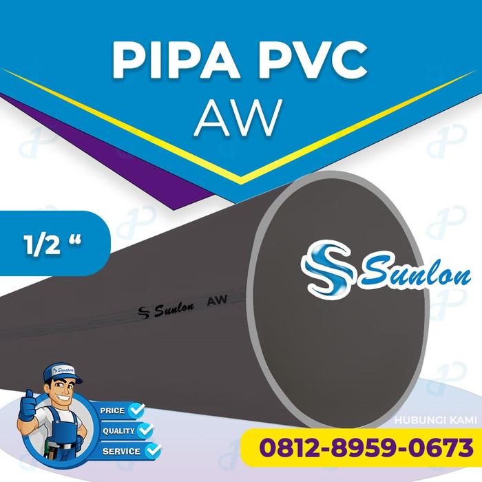 Jual Pipa PVC Sunlon Abu Aw 1/2" Inch Panjang 3,9 meter - Kota ...