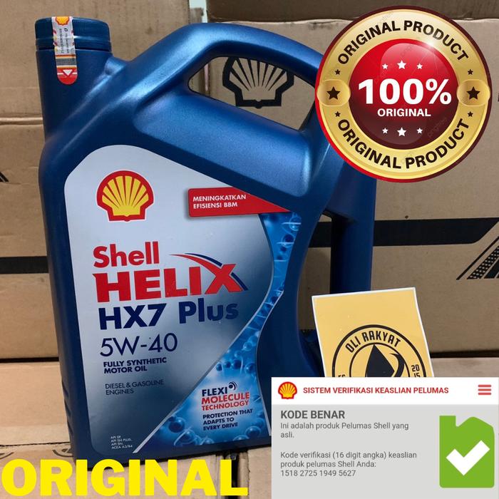 Jual OLI MOBIL SHELL HELIX HX7 PLUS 5W-40 4 LITER GALON| BARCODE HIJAU ...
