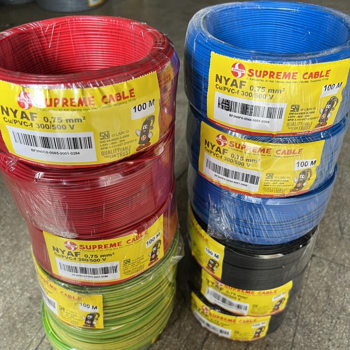 Jual Kabel NYAF 1X0.75 1 X 0,75 MM2 Supreme Kabel Listrik Serabut 100 Meter - Kuning/Hijau ...