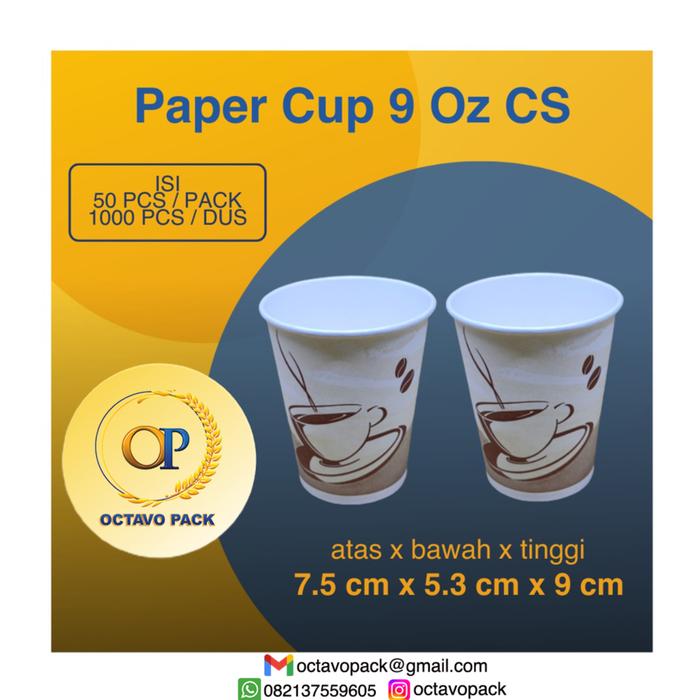 Jual Paper Cup 9 Oz Hot CS Printing / Gelas Kertas Minuman Panas Motif ...