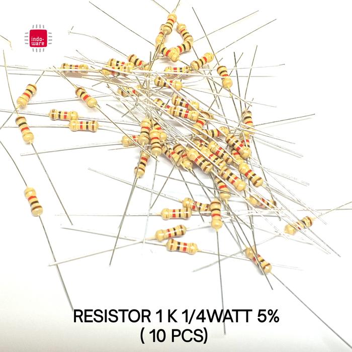 Jual R Resistor 1K 1 Kilo ohm 1/4 watt 5% paket 10 pcs - Kota Semarang ...