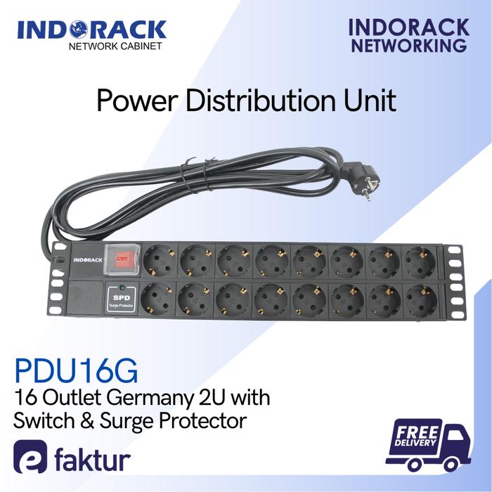 Jual Indorack PDU Power Distribution Unit 16 Germany Outlet Colokan ...