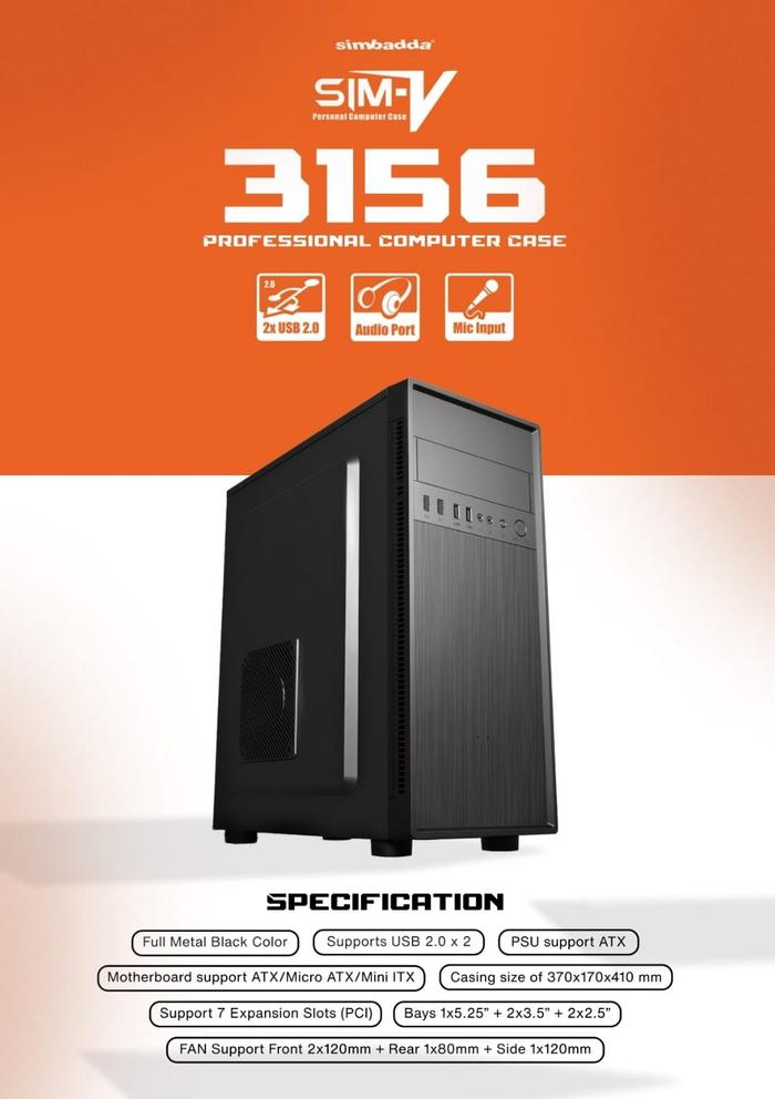 Jual CASING SIMBADDA SIM V / CASE PC SIMBADA SIM-V 3145 NON / TANPA PSU ...