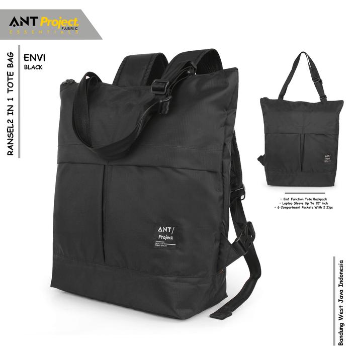 Promo ANT Project - Tas Backpack CASUAL 2 in 1 Tote Bag ENVY Hitam - Kota Bandung - Ant Project ...