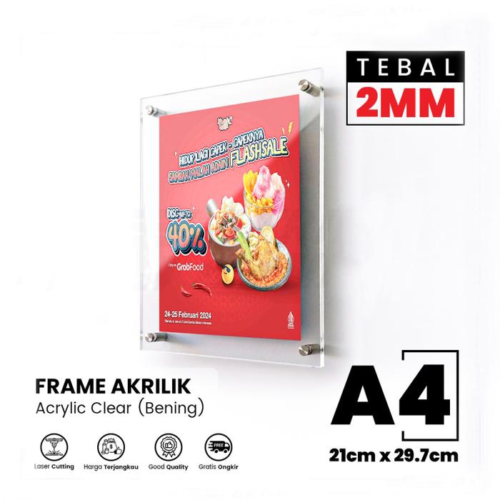 Promo Bingkai Brosur Akrilik A4 Dinding - Frame Acrylic Display Poster ...
