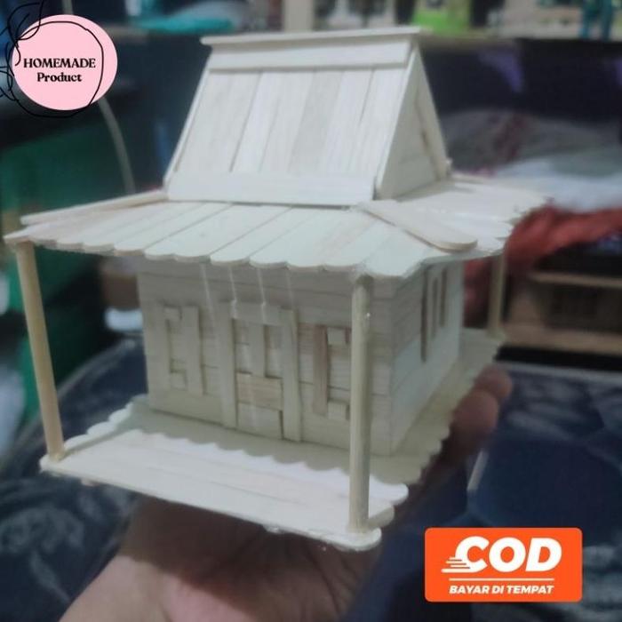 Jual miniatur rumah adat joglo stik es krim kerajinan tangan prakarya ...