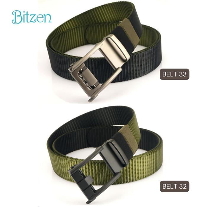 Promo Bitzen Ikat Pinggang Pria Dua Warna Nylon Sabuk Premium Gesper ...