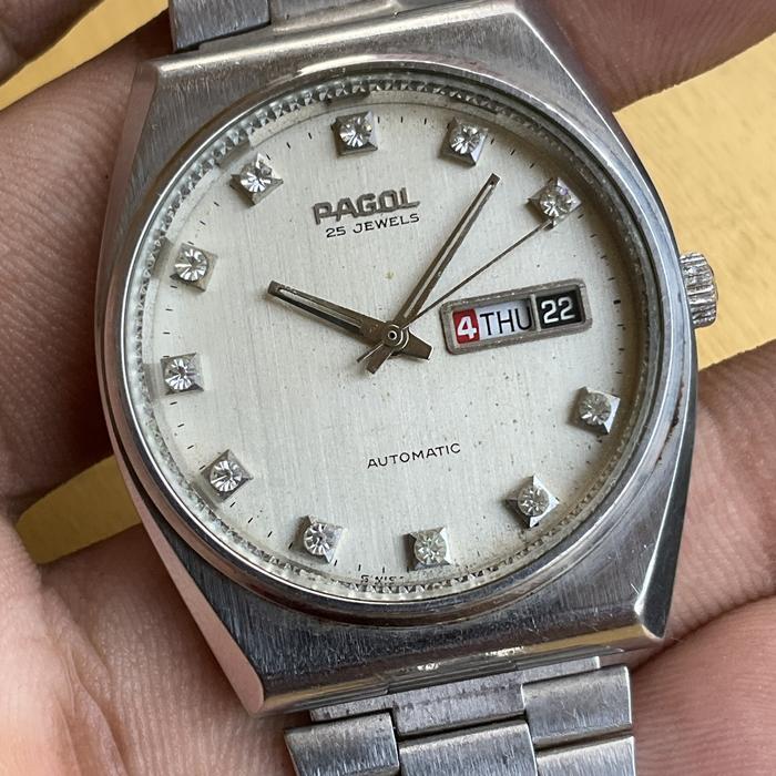 Jual ARLOJI JAM KUNO SWISS PAGOL AUTOMATIC DIAMOND INDEX FULL ORIGINAL ...