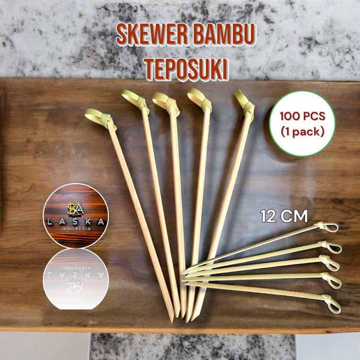 Jual Skewer bambu cocktail teposuki/Tusuk garnish simpul B-12CM Isi 100 ...