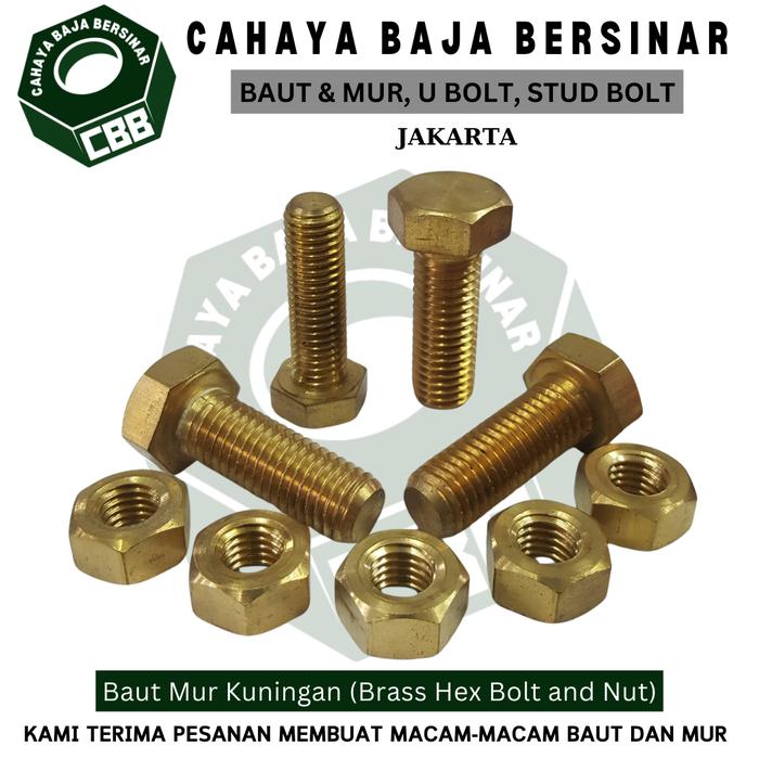 Jual Baut Mur Kuningan M6 - 1.0 (Brass Hex Bolt and Nut) - M6 x 10mm ...