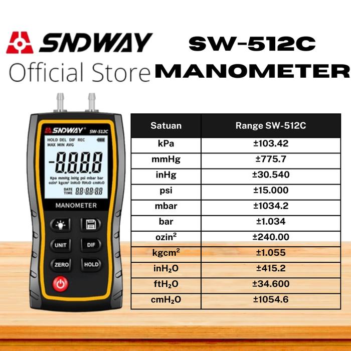 Promo SNDWAY Digital Manometer Air Pressure Tekanan Udara SW-512B/512C - SW-512C Cicil 0% 3x ...