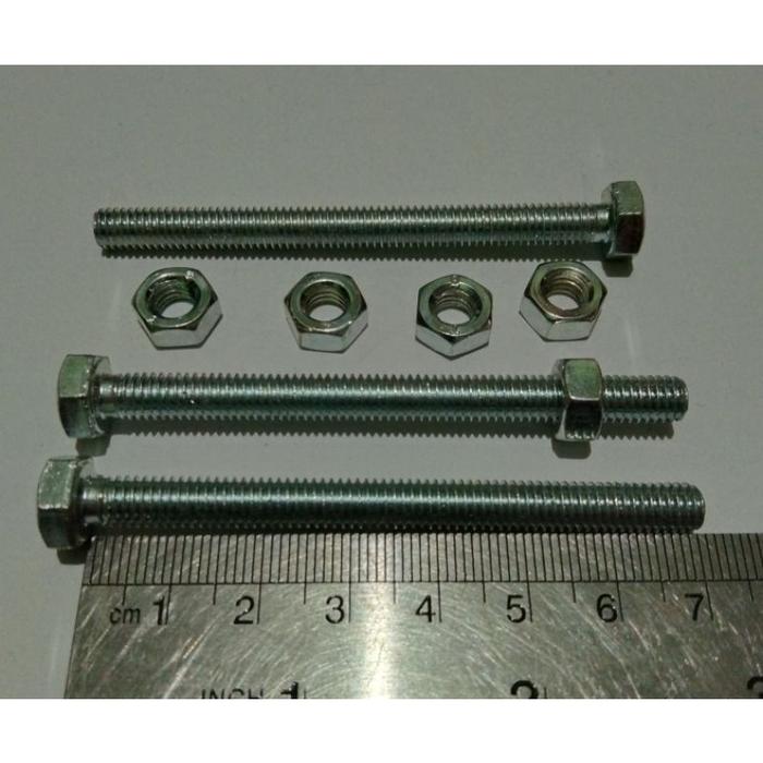 Jual Baut Mur Putih Bmp M6 x 70 Mm Galvanis Kunci 10 Mur Baut Galvanis ...