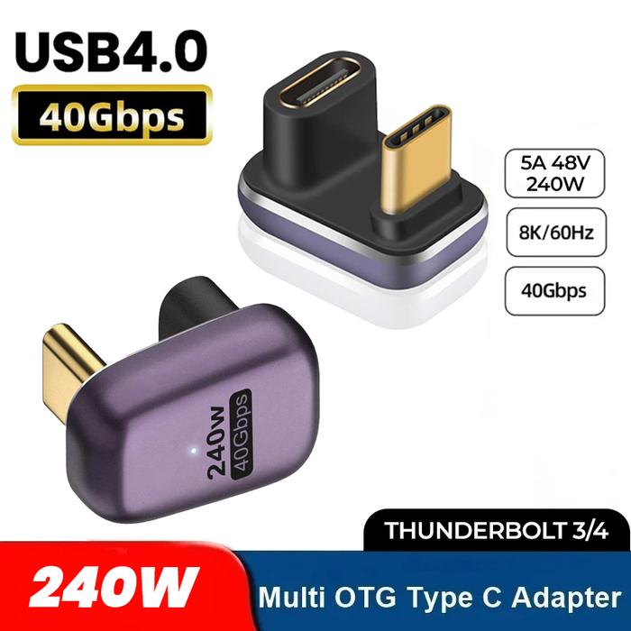Jual 240W 180 Degree USB4.0 Adapter Converter Type C Female to Male ...