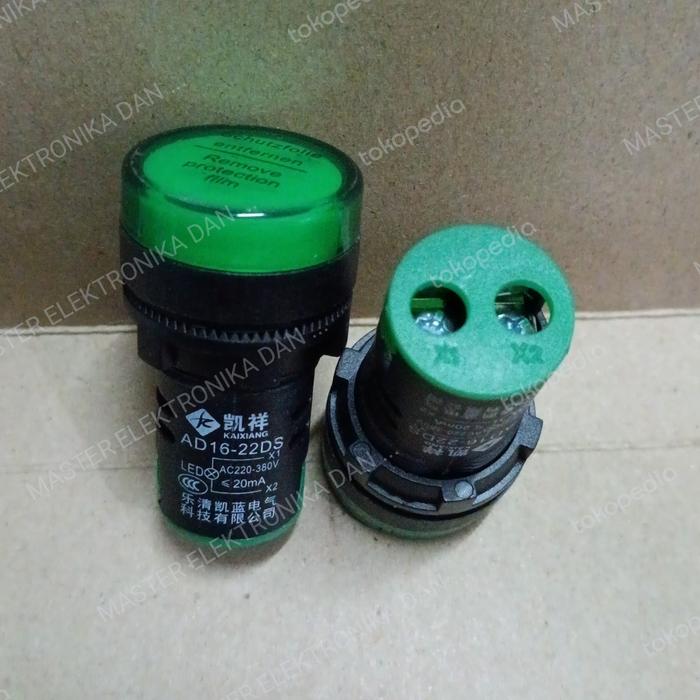 Jual 7362 pilot lamp panel listrik 22mm 22 mm hijau 220v - 380v ac ...