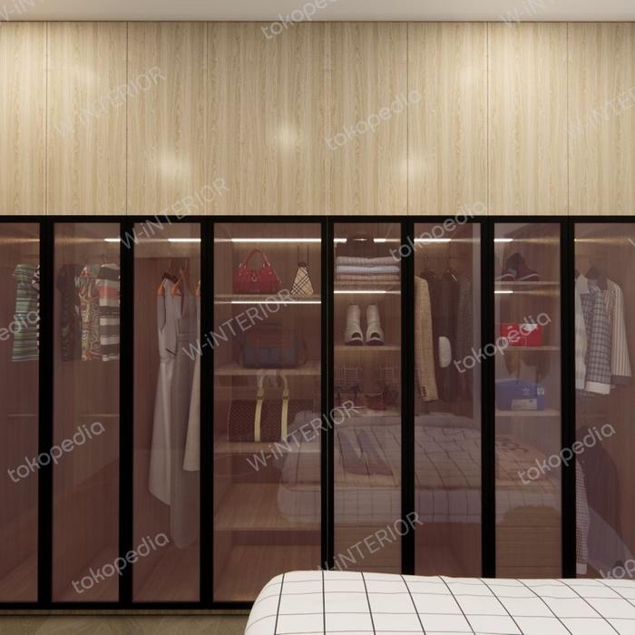 Jual walk in closet wardrobe lemari pakaian custom pintu kaca - Kota ...