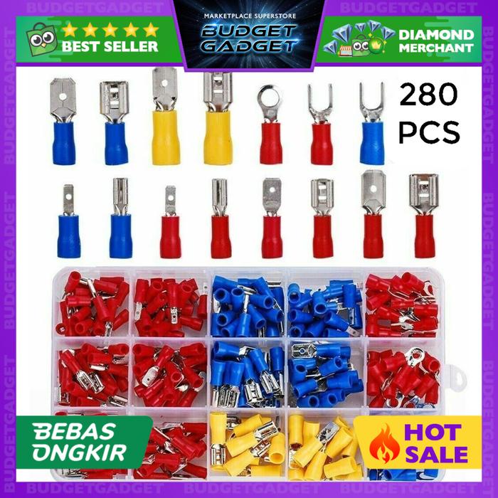 Jual Set Skun Terminal Gepeng Sekun Insulated Connector Male Female 280 ...