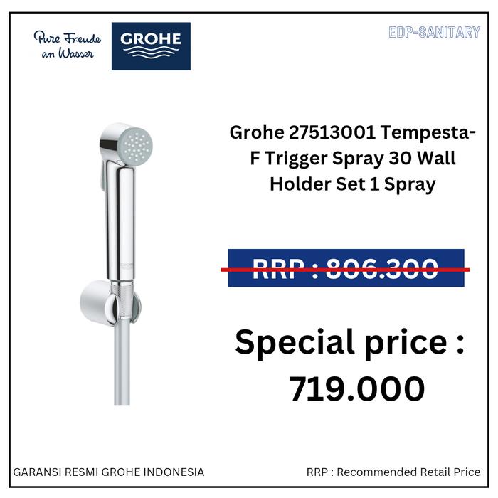 Jual Grohe 27513001 Tempesta-F Trigger Spray 30 Wall holder set 1 spray ...