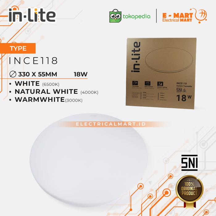 Jual INLITE Kap Baret Plafon LED Ceiling Lamp 18W Bulat Outbow 3 warna ...