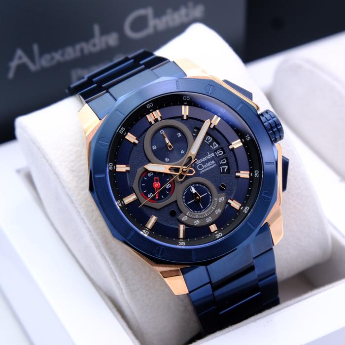 Jual JAM TANGAN PRIA ALEXANDRE CHRISTIE AC 6632 ROSEGOLD BLUE ORIGINAL ...