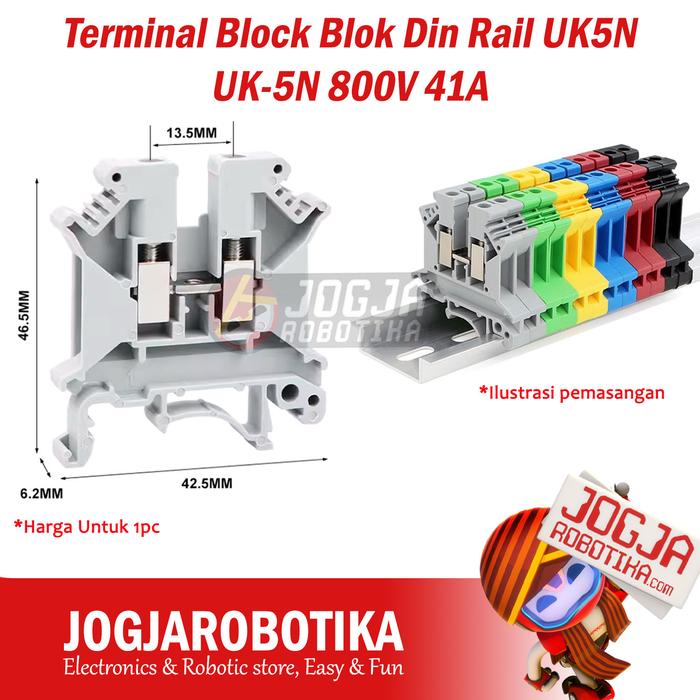 Jual Terminal Block Blok Din Rail UK5N UK-5N 800V 41A - Kab. Sleman ...
