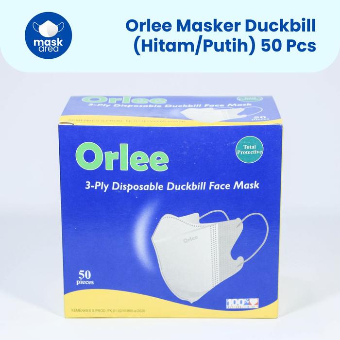 Jual Masker Orlee Duckbill (Cantol) Putih Non-Medis 3 Ply 50 Pcs (Box ...