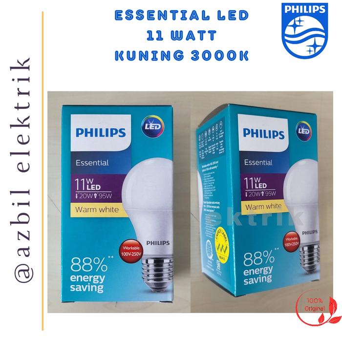 Jual Lampu Philips Essential LED 11 Watt E27 Kuning - 3000K - Kota ...