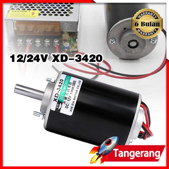 Jual XD-3420 Dinamo Motor DC 12v/24v 30W Regular High Speed Motor - 12V ...