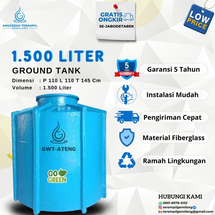 Jual Tangki Tanam 1500 liter, Ground Tank, Tangki Fiber Tandon AIR FRP ...